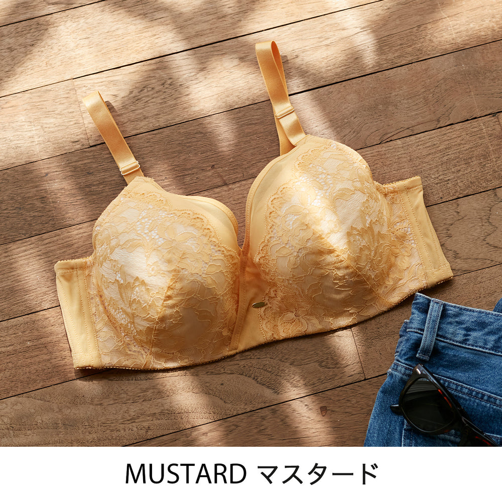 ≪お好きな2点選んで1000円OFF対象商品≫【B80～H105】しっかりホールド・美胸キーパー3/4カップブラ（マスタード）_90488 ...